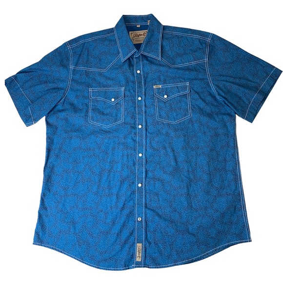 Rafter C | Shirts | Rafter C Mens Blue Buttondown Short Sleeves Western ...